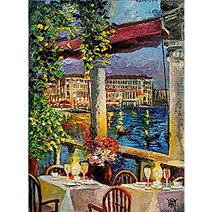 (SOLD) A Venetian View - Venice Italy at night by internationally renown painter Yary Dluhos.