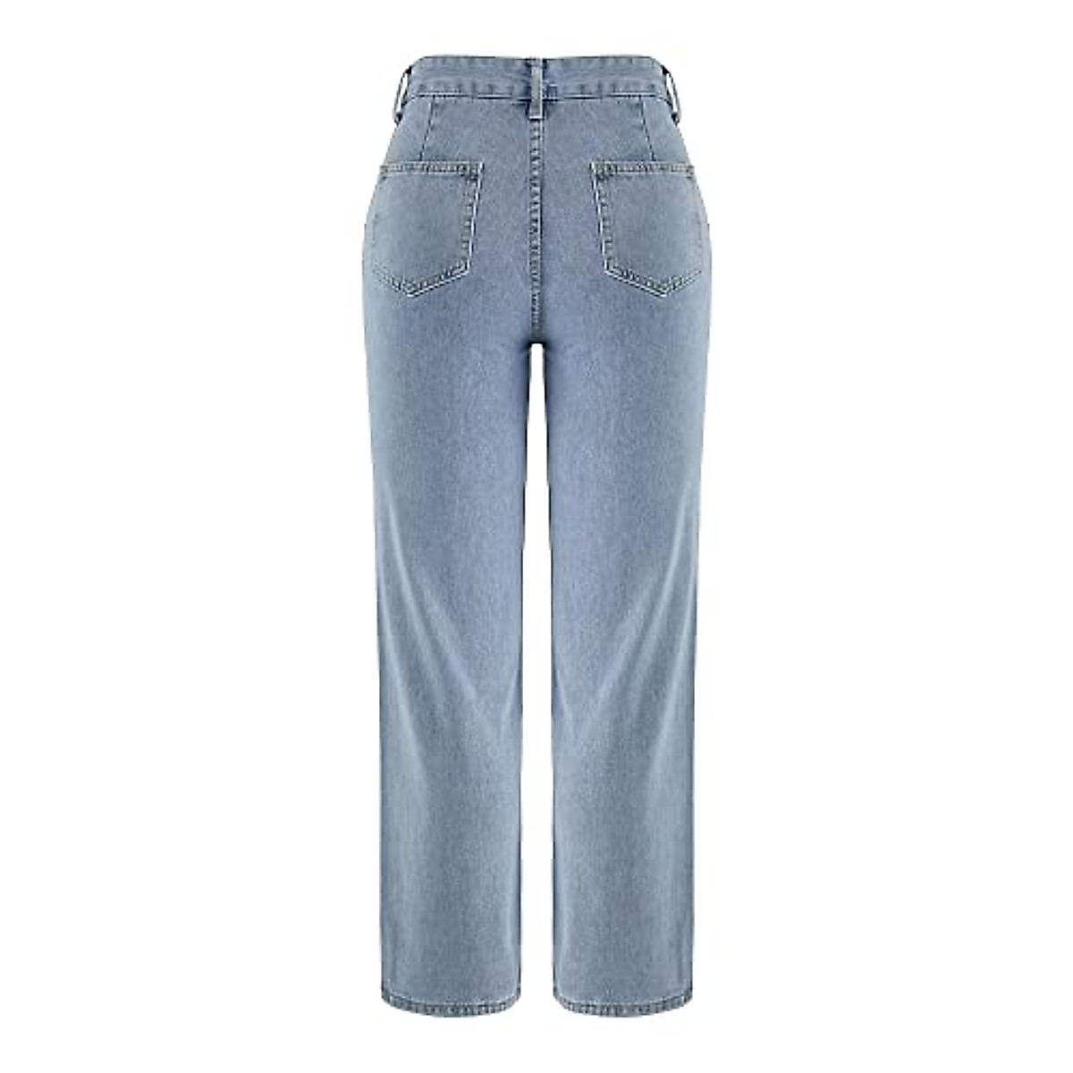 LQI Women's High Waist Baggy Boyfriend Jeans Distressed Wide Leg Denim Pants Blue