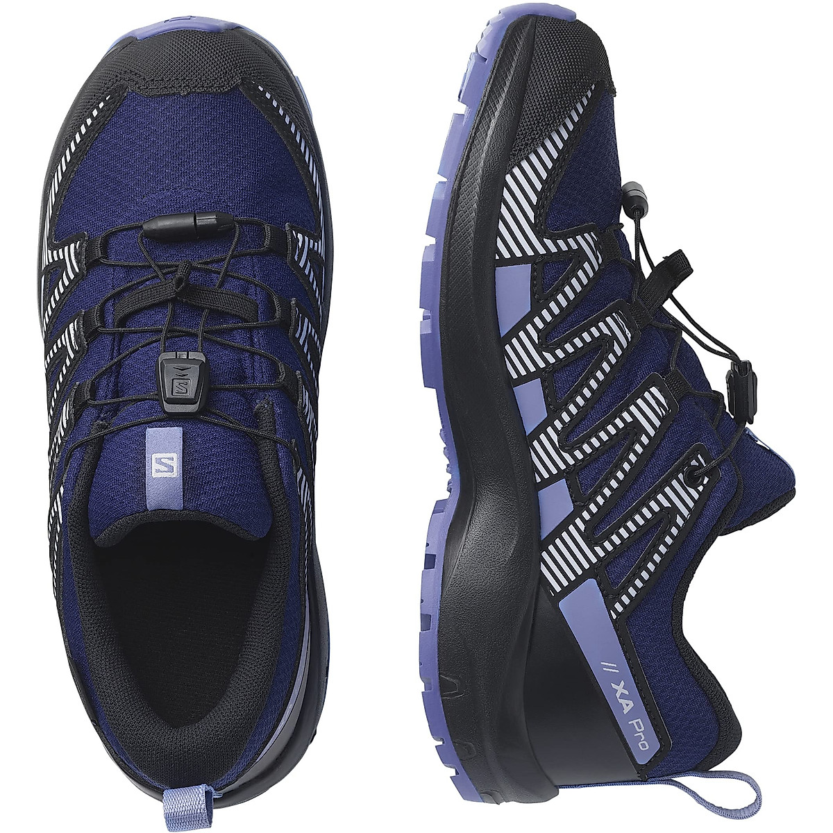 Salomon XA PRO V8 CLIMASALOMON Waterproof Trail Running Shoes, Astral Aura/Black/Purple Heather, 7.5 Big Kid