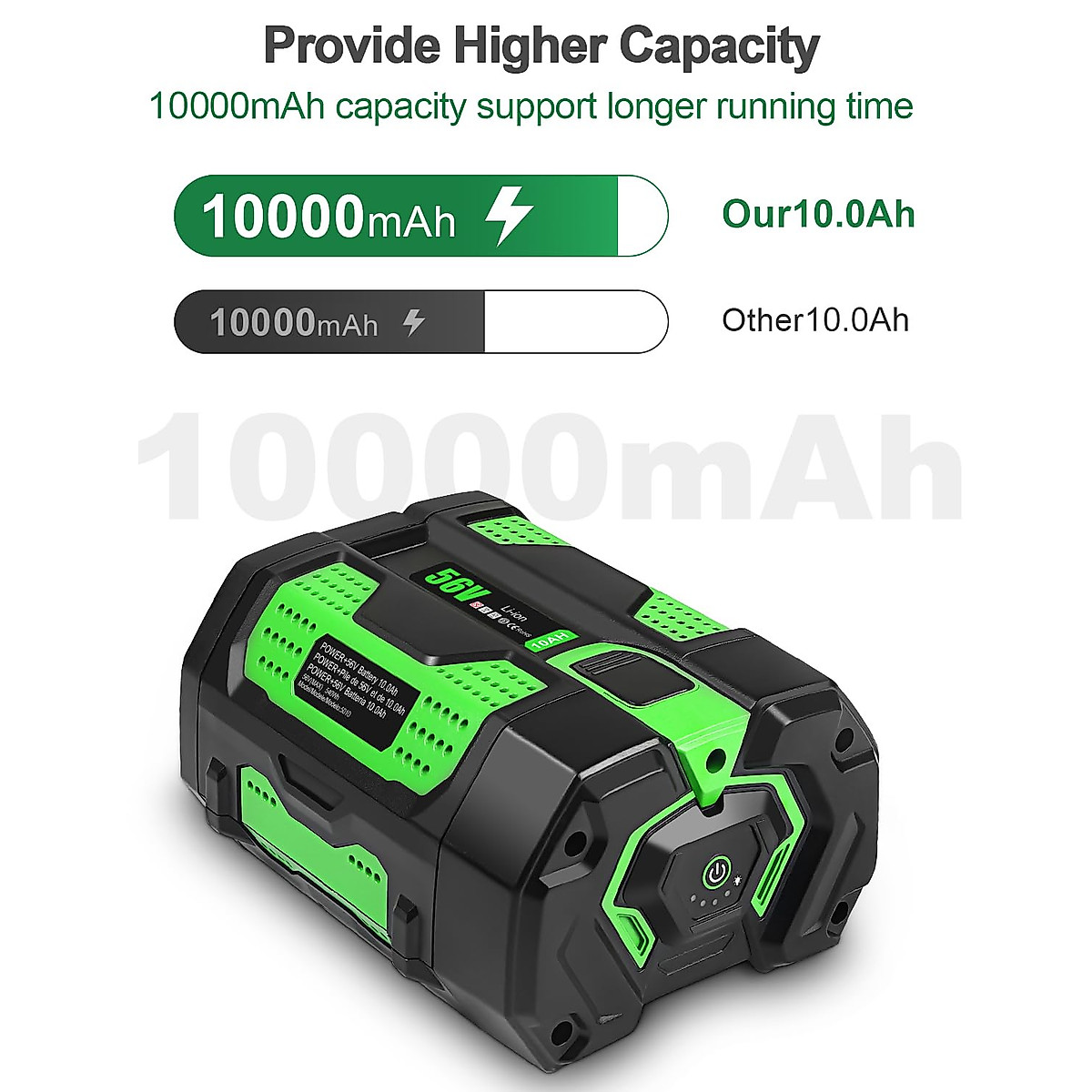 Aoasur 10.0Ah Battery Replacement for EGO 56V Battery （10.0AH-Green）