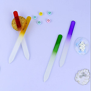 4 Pcs Crystal Glass Nail File Professional Manicure Fingernail Nails Files for Natural Nails Czech Glass Cuticle Care with Case for Women Glass Nail Files Set Filing Double Sided Glass Nail Files