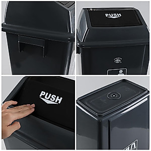 Anbers 4 Packs 13 Gallon Kitchen Trash Can with Swing Lid, Large Plastic Kitchen Garbage Cans, Grey