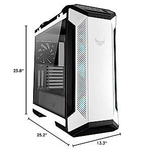 ASUS TUF Gaming GT501 White Edition Mid-Tower Computer Case for up to EATX Motherboards with 2 x USB 3.1 Front Panel, Smoked Tempered Glass, Steel Construction, and Four Case Fans