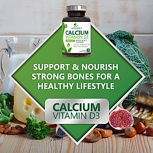 Calcium 1200 mg Plus Vitamin D3, Bone Health & Immune Support - Nature's Calcium Supplement with Extra Strength Vitamin D for Extra Strength Carbonate Absorption Dietary Supplement - 120 Tablets