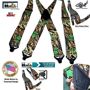 Holdup 2" Wide Outdoorsman Series Advantage Pattern Suspenders for Men with Composite Plastic USA Patented Gripper Clasp