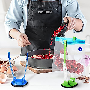 Baggy Rack Stands, 6 Pack, Adjustable Hands Free Clips for Food Storage Bags Plastic Freezer Bags, Bag Holders