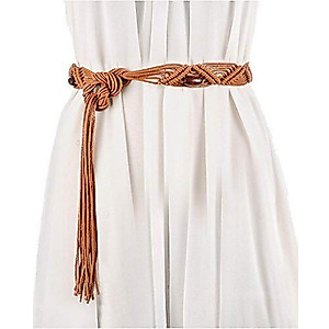 Womens Bohemian Rope Tassel Braid Waist Belt Woven Skinny Chain Belt for Skirt Dress