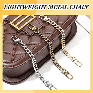 Luinabio 6 Pieces Purse Chain Strap Purse Strap Extender Metal Flat Bag Chain Straps Crossbody Replacement with Buckles Replacement Accessories for Handbags Wallet Clutch Satchel(Bronze, 7.9 Inches)