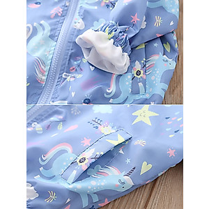 Little Girls Unicorn Cotton Hoodies Zipper Jackets Raincoat Fall Windbreaker for Kids Size 4 5 T