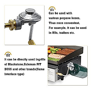 Xastro Gas Grill Regulator Propane Griddle Regulator for Blackstone 17 Inch & 22 Inch Tabletop Griddle Grills Pit Boss PB336GS Griddle CharBroil 19952085 Griddle