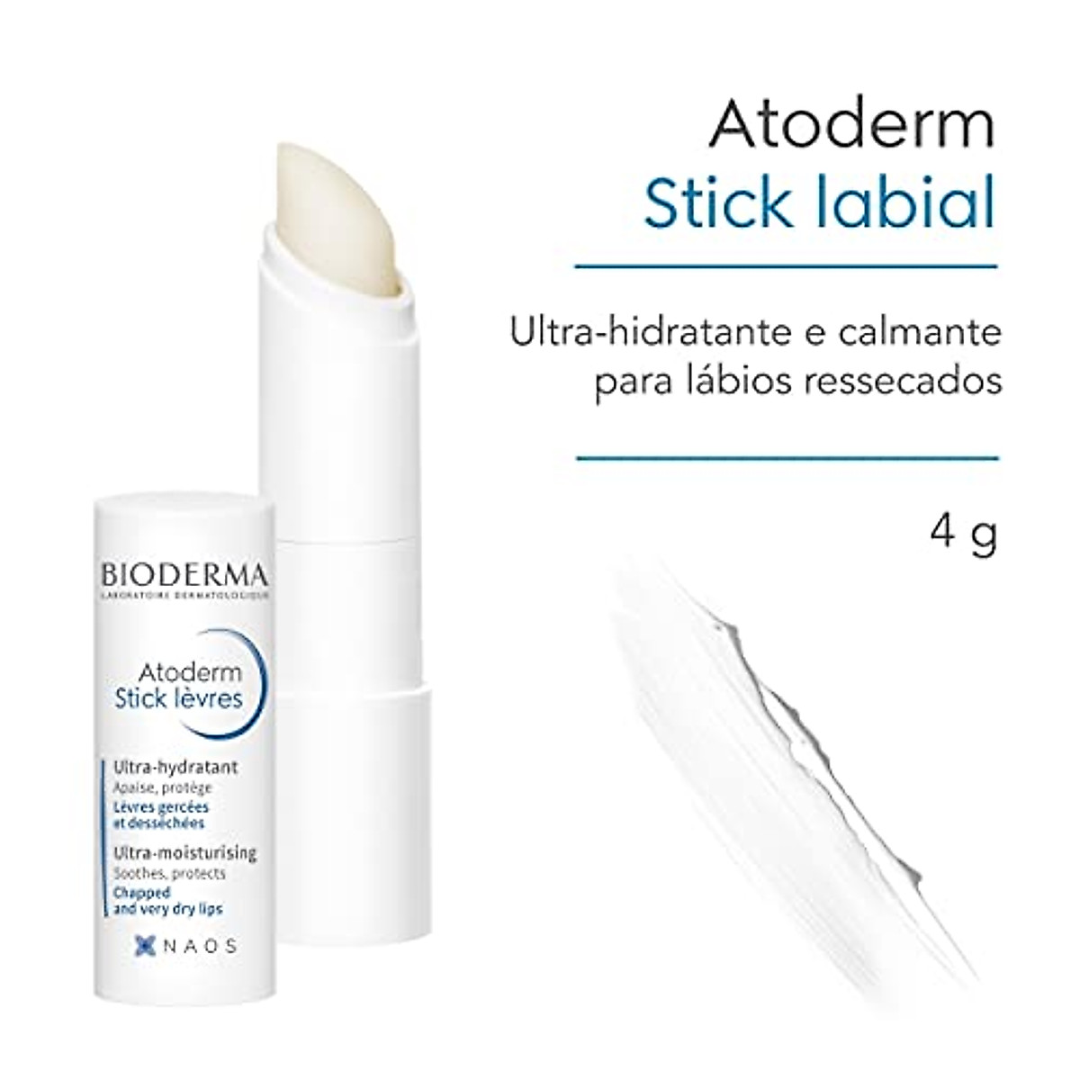 Bioderma - Atoderm Hydrating Lip Stick - Lip Repair for Longlasting Hydration and Soothe Very Dry Lips, 0.14 Ounce (Pack of 1)