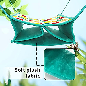 PINVNBY Hamster Hammock Warm Ferret Bed Cage Accessories Hanging Sugar Glider Bunkbed Swinging Bedding Cage Toy Cage Chinchilla Double-Layer Hideout for Rat Squirrel Parrot Kitten