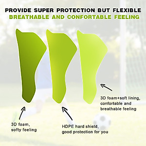 Soccer Football Shin Guards with Ankle Protection, Super Protective Flexible Low-Profile Adult,Youth, Junior
