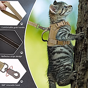 Cat Harness and Leash Set for Travel Training, no Pull Escape Soft Control Handle Tactical Vest for Puppy Kitten Small cat with ID tag,Adjustable snug Jacket Breathable air mesh Universal Anxiety