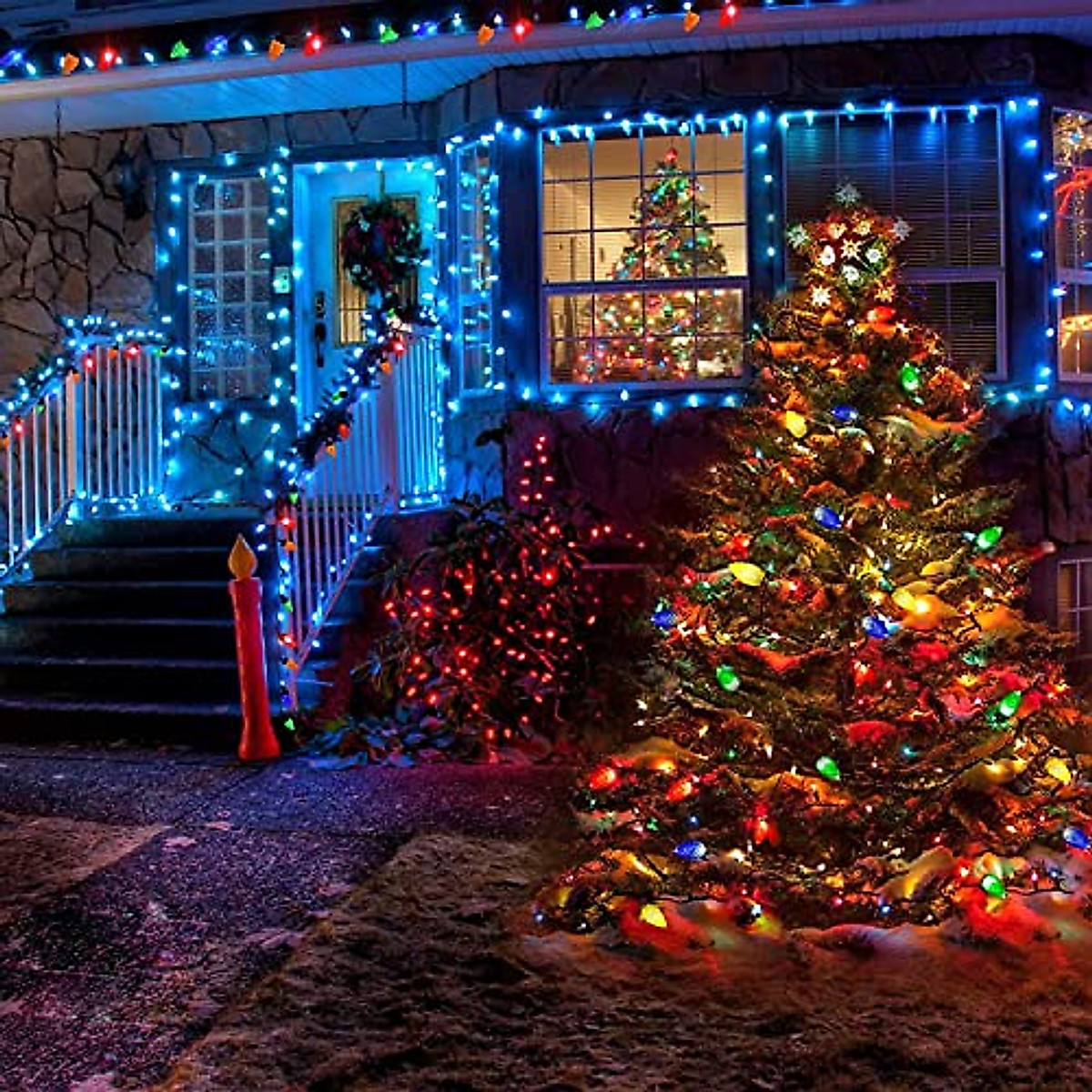 warlkde 50LEDs Christmas String Lights, C9 Christmas Lights with 29V Safe Adaptor, End-to-End, UL Certified Fairy Lights for Christmas Tree, Patio, Garden, Party, Wedding, Holiday Decoration