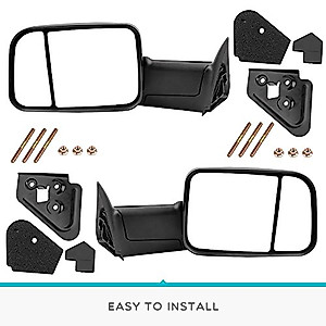 YITAMOTOR Towing Mirrors Compatible with Dodge Ram, Manual Flip Up Folding with Support Brackets Tow Mirrors, Replacement for Dodge Ram 1994-2001 1500, Ram 1994-2002 2500 3500 Truck