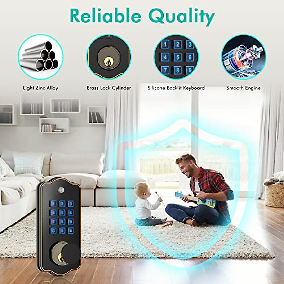 Keyless Entry Door Lock, DIHOOM Electronic Smart Lock, High Security Front Door Lock Easy to Install, Auto Lock Keypad Deadbolt Featuring SmartKey, 10 Customizable User Codes