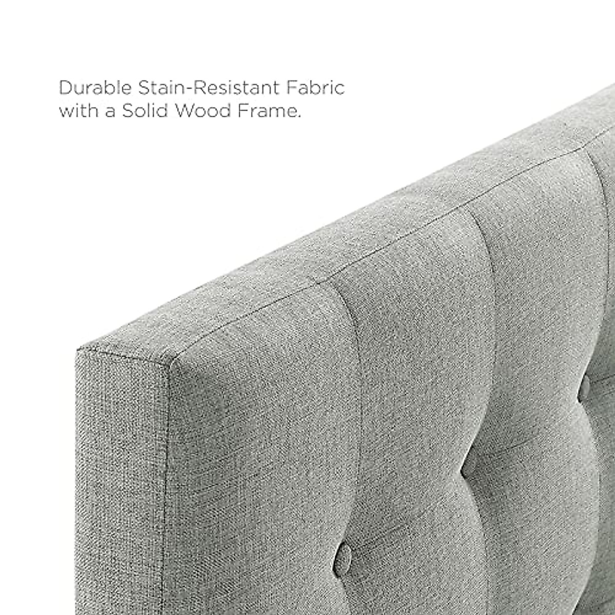 Modway Emily Tufted Button Linen Fabric Upholstered Full Headboard in Gray