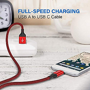 AkoaDa USB C Cable, 3-Pack (10ft+6.6ft+3.3ft) USB A to USB-C Fast Charger Nylon Braided Cord Compatible with Samsung Galaxy Note 20 10 S21 S20 S10 Plus,LG V50 V40 G8 Thinq,Moto Z Z3,Switch (Red)