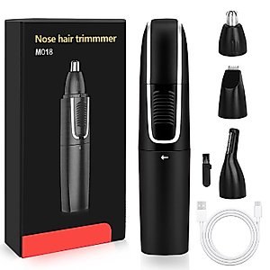 Aotesbu Ear and Nose Hair Trimmer Clipper, Professional USB Rechargeable Painless Facial Hair Trimmer for Men and Women, 3 in 1 Lightweight IPX7 Waterproof Nostril Nasal Hair Vacuum Cleaning System