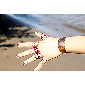 A Jeweler A JEWELER Adjustable Ring Copper Jewelry for Women – Handmade Double Heart Boho Ring with a Beautiful Brigth Copper Finnish