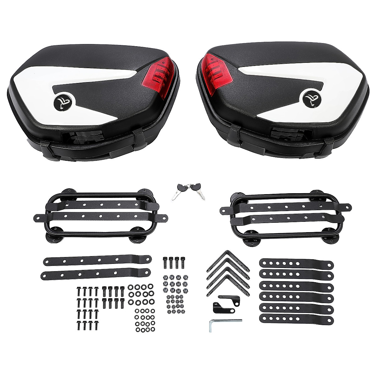 KUAFU Hard Saddle Bag Trunk With Lights Locks Compatible with Can-am Spyder ROADSTER RS ST Honda Street 28L