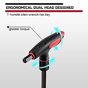 Lichamp SAE T Handle Allen Wrench Set, Long Handle Allen Hex Key Standard, 5/64 to 3/8 Inch.
