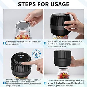 KITOOL Electric Mason Jar Vacuum Sealer Kit for Wide-Mouth & Regular-Mouth Mason Jars, Food Saver Vacuum Canning Sealer Machine Includes 16 Jar Lids