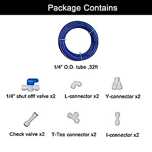 Malida Water purifier quick connector,RO water 1/4 tubing, RO water filter fittings, 1/4 inch tubing blue 10 meters + quick connect 12pcs