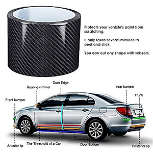 Protective Film for Cars, Carbon Fiber Protective Film Car Door Edge Guard Anti-Scratch Sticker Black(7CM*3M)