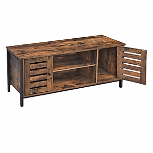 VASAGLE TV Stand for 50 Inches Televisions, Entertainment Center with Storage Shelves, Cabinet with Louvered Doors, 43.3‘’, Rustic Brown