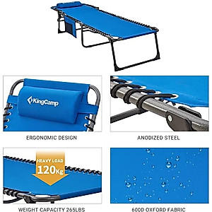 KingCamp Lounge Chair, 74.8''x23.2''x14.5'', Blue-2 Pack