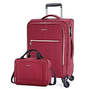 BAGSMART Carry On Luggage 20 Inch, Expandable Suitcase, Luggage with Duffel Luggage Airline Approved Rolling Softside Lightweight Suitcases for Women Men, Carry-On Red
