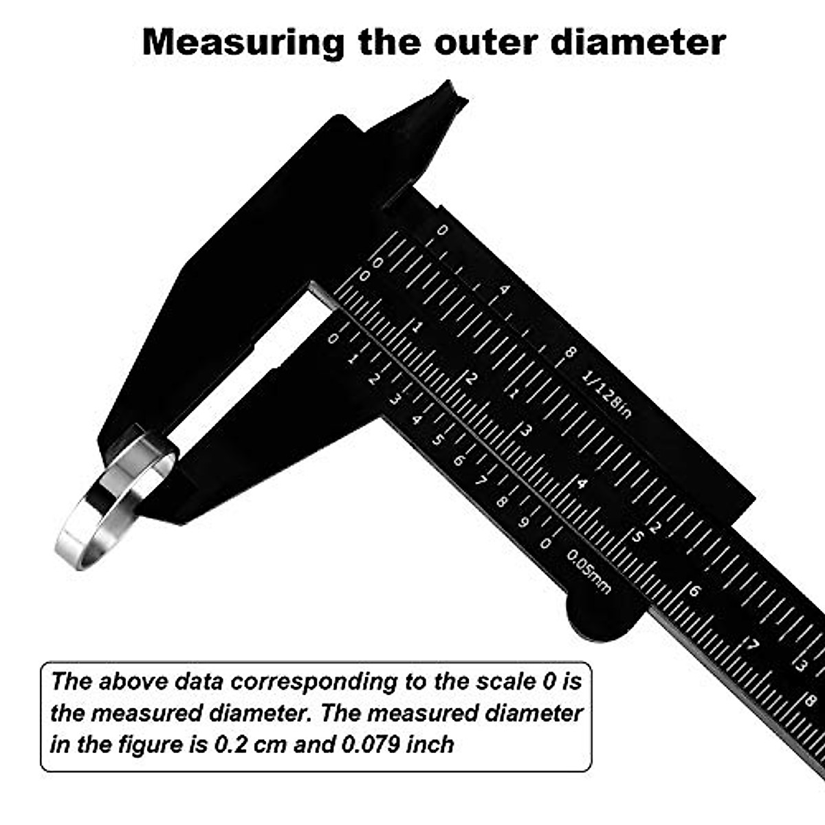 Honoson 10 Pieces 150 mm Mini Plastic Caliper Vernier Caliper Double Scale Sliding Gauge Measuring Tool for Student Office, 0-6 Inch, Black