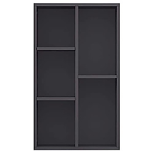 WIFESE Bookshelf Book Cabinet 19.7"x9.8"x31.5" Cubby Storage Organizer Record Player Stand Bookcase with Doors Bookshelf with Cabinet Storage Shelf for Living Room Small Cabinet Gray