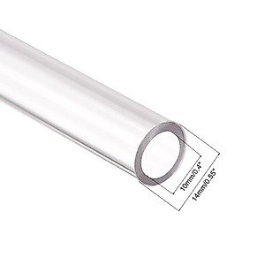 uxcell PETG Tubing Hard Tube 10mm ID, 14mm OD, 0.5m/20inch Length, Clear for PC Water-Cooling System 4pcs