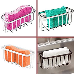 2 Pcs Sponge Holder for Kitchen Sink,304 Stainless Steel Kitchen Sink Suction Cup - Adhesive Kitchen Sponge Holder Kitchen Sponge Sink Organizer Without Drilling for Kitchen, Bathroom Edorro