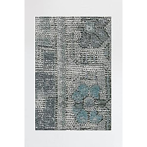 RUGGABLE Zinnia Washable Rug - Perfect Boho Area Rug for Living Room Bedroom Kitchen - Pet & Child Friendly - Stain & Water Resistant - Blue 3'x5' (Standard Pad)