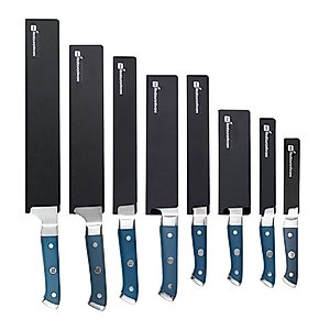 Restaurantware Sensei Knife Sleeves, Set of 8 Knife Protectors - For Kitchen Knives, Felt Lining, Black Plastic Knife Blade Guards, Durable, Cut-Proof