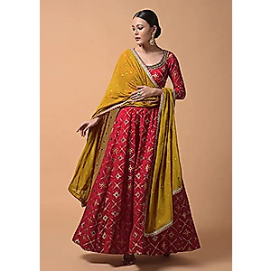 Indian Kurti for Womens Dupatta | Art Silk Woven Kurta Kurtis Tunic For Women Mustard