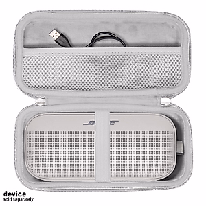 GETGEAR Case for Bose SoundLink Flex Bluetooth Portable Speaker by getgear, mesh Pocket for Charger Cord, Detachable Wrist Strap (Sand)