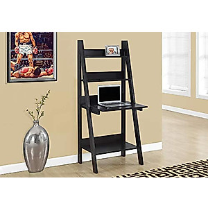 Monarch Specialties Tryy Ladder Desk - Bookcase - Wall Bookshelf - Stand Shelf, 61"H, Cappuccino