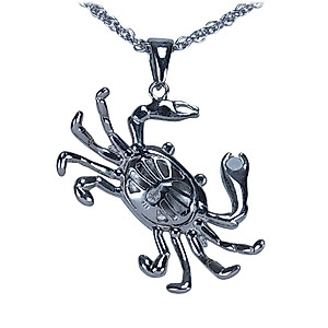 NAUTORA Blue Crab Necklace - Sterling Silver and Vitreous Enamel with Chain