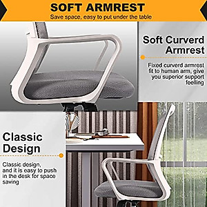 Office Desk Chair, Mesh Home Office Computer Task Chairs, Ergonomic Swiveling Rolling Desk Chair, Grey