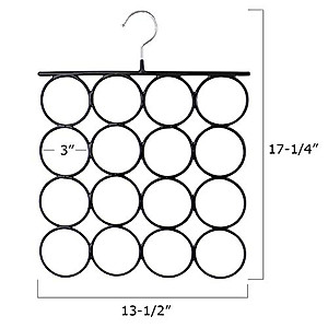 Tosnail 3 Pack Total 48 Rings Steel Non-Slip Tie Hanger Scarf Hangers Scarf Organizer Scarf Holder Legging Hanger Closet Space Saver