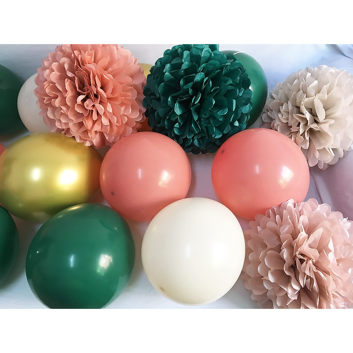 Birthday decorations for Women Girls with Emerald Green Dusty Rose Pink Balloons Rustic Banner and Happy Birthday Floral Cake Topper(Green +Peach)