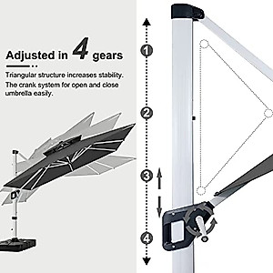 ABCCANOPY 9FT Cantilever Patio Umbrella Double Top Square Umbrella Outdoor Offset Umbrella with 360° Rotation,Dark Gray