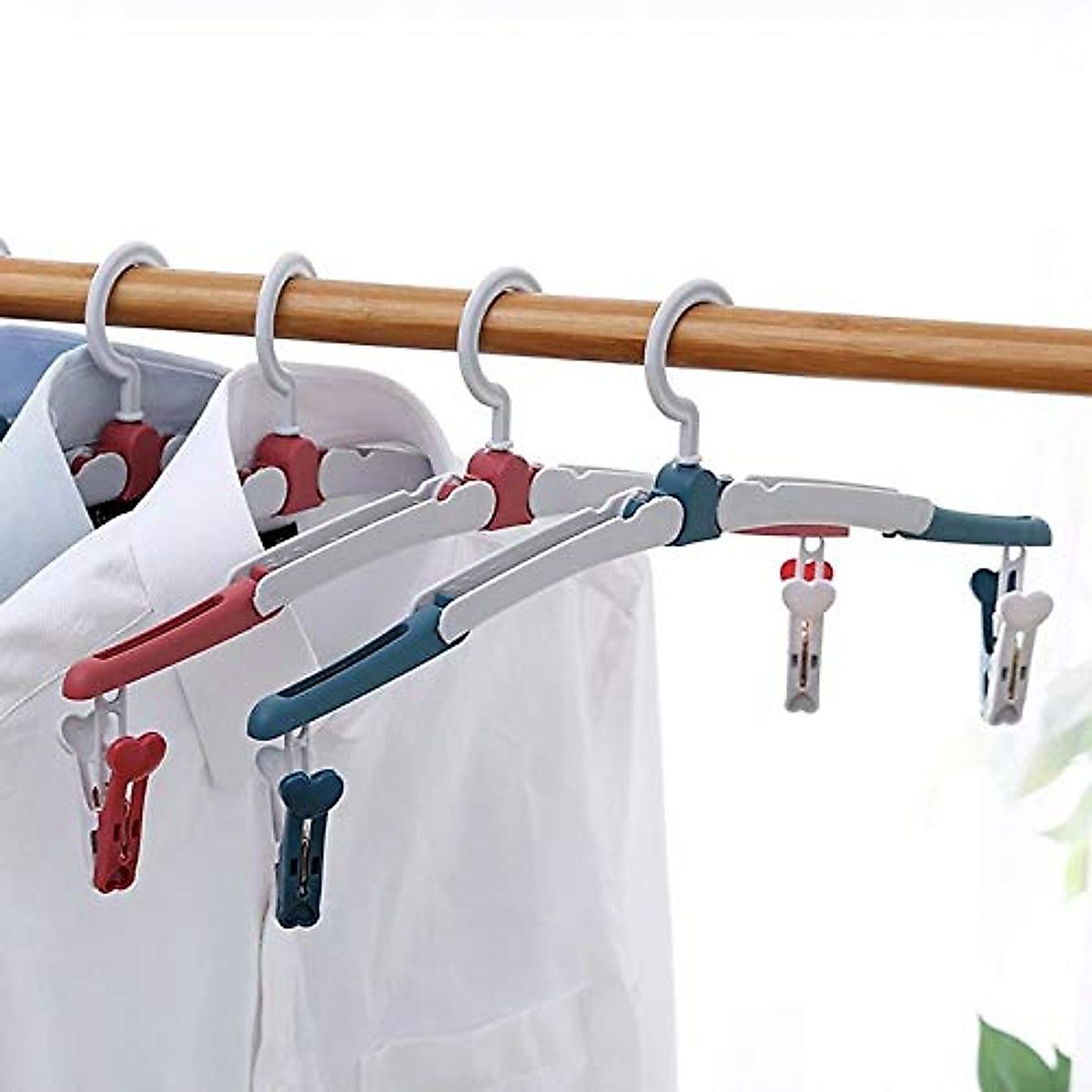 WALNUT Travel Clothes Rack Hanger Portable Durable Folding Clothes Hanger Multifunction Stretch Drying Rack Home Wardrobe Storage Hot (Color : White-Dinosaur Doodle4)
