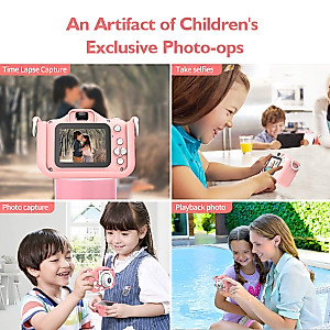 Kids Camera for Girls/Boys, 3-9 Year Old Toys for Girls/Boys, Christmas Birthday Gift for Age 6-9 Girls/Boys Kids Digital Dual Camera, Selfie Camera for Kids, 32GB Memory Card