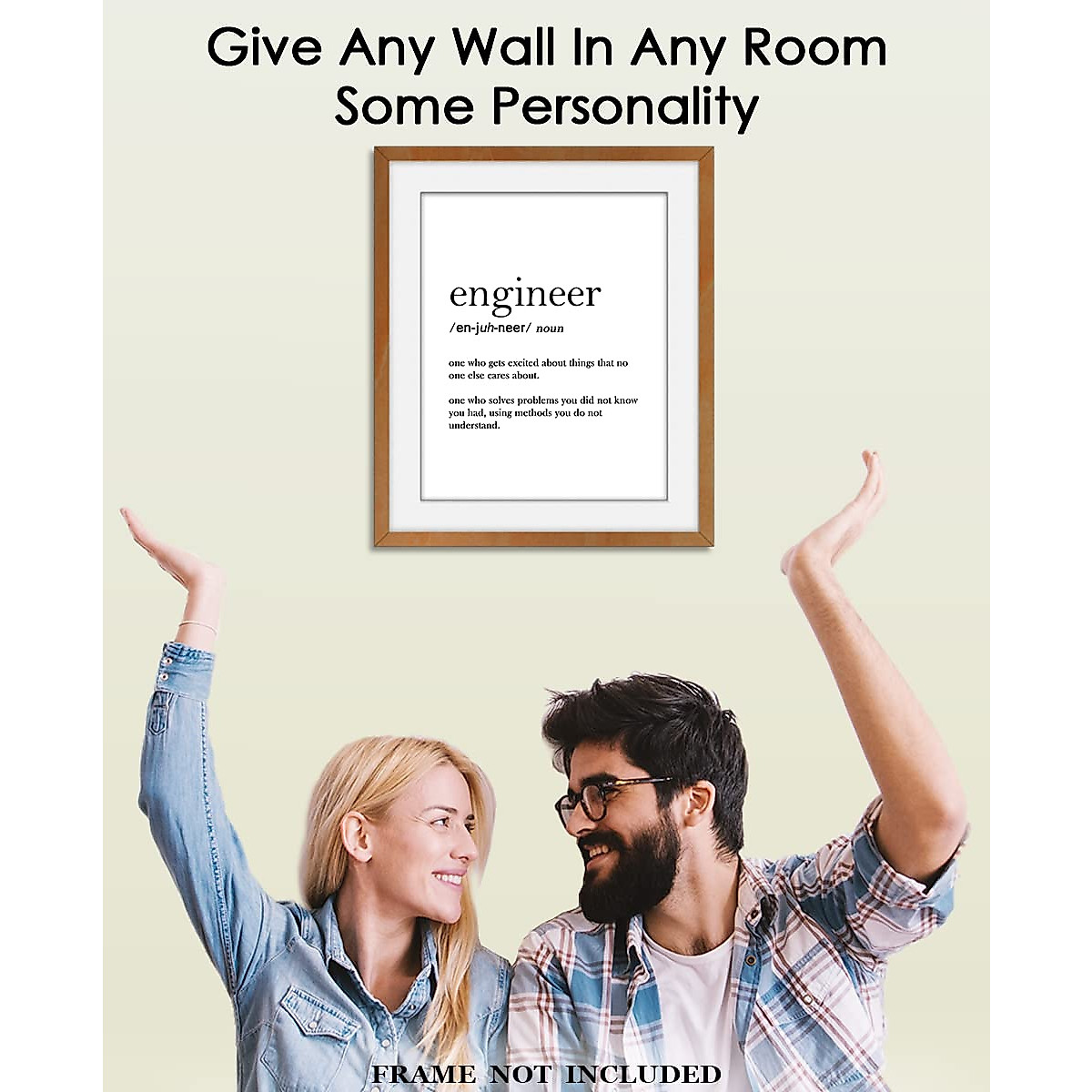 Engineer Funny Definition: 8x10 Unframed Chic, Boho & Modern Typography Wall Art Poster Print for Office, Classroom, Dorm & Bedroom Decor - Creative Idea for Engineers & Engineering Students